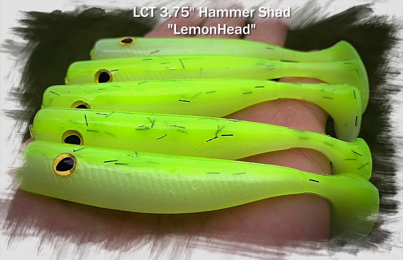 LCT 3.75" Hammer Shad (5 Pack) LemonHead – Legacy Custom Tackle